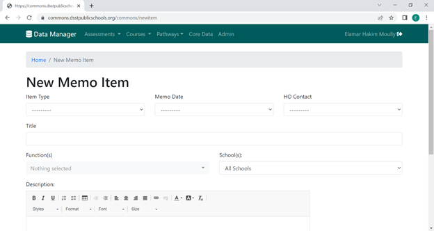 Home Office Staff - How to Create a Memo Item – Denver School of ...