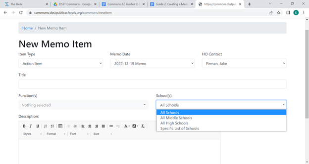 Home Office Staff - How to Create a Memo Item – Denver School of ...