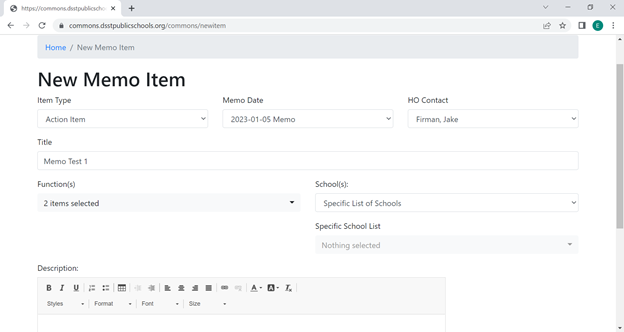 Home Office Staff - How to Create a Memo Item – Denver School of ...