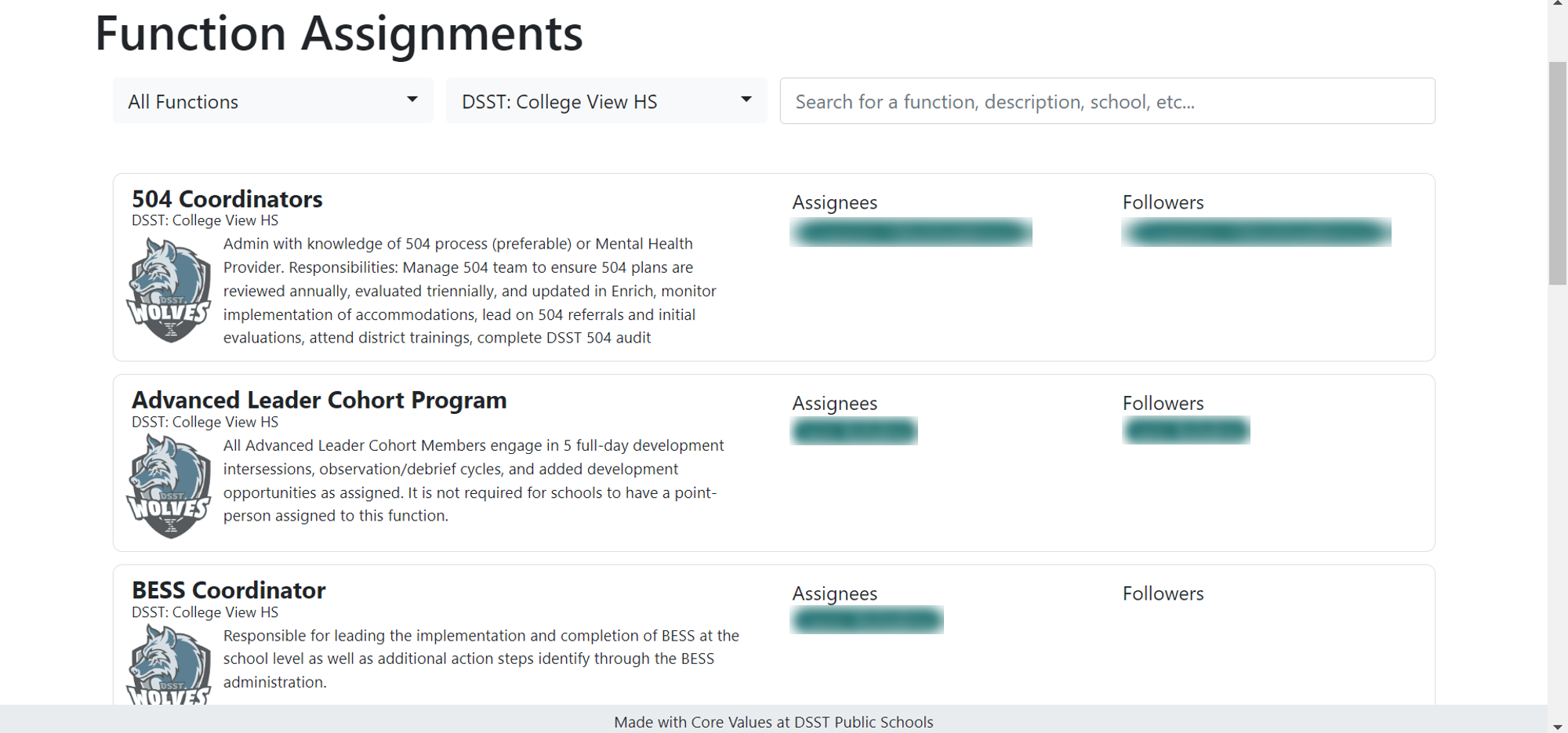 Function Assignments – Denver School of Science & Technology