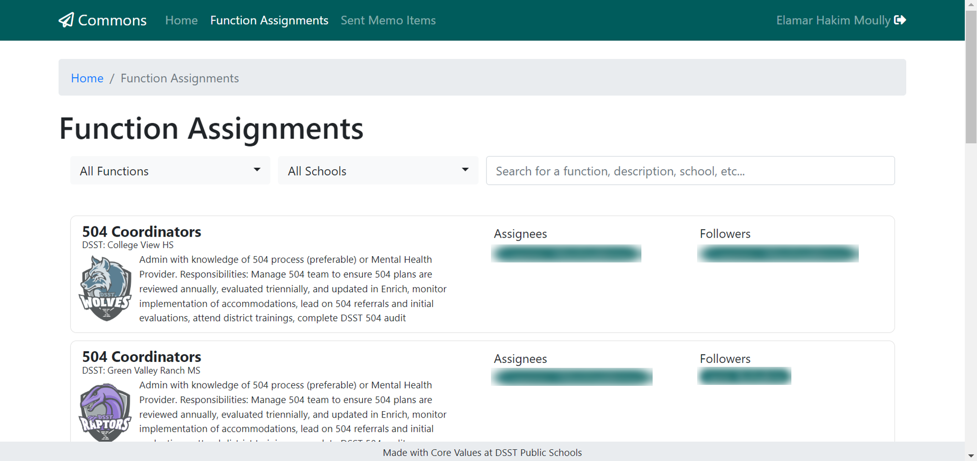 Function Assignments – Denver School of Science & Technology