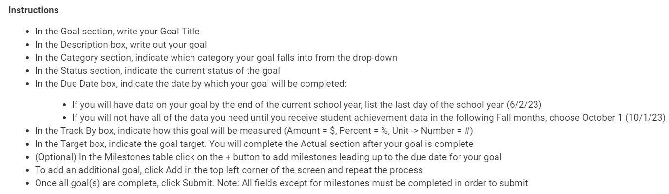 How to Enter/Review/Archive Goals – Denver School of Science & Technology