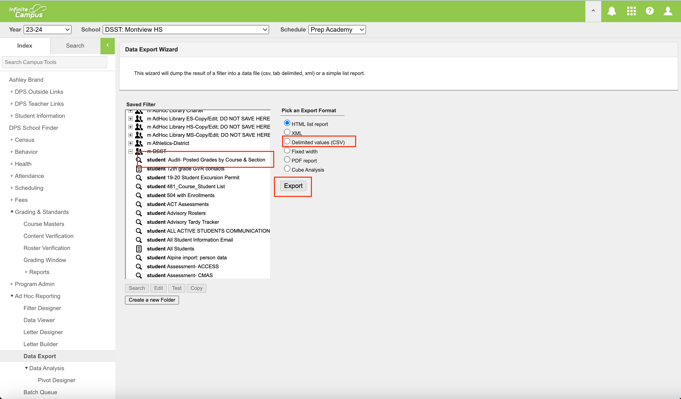 Auditing Posted Grades for Gradebook Owners – Denver School of Science & Technology