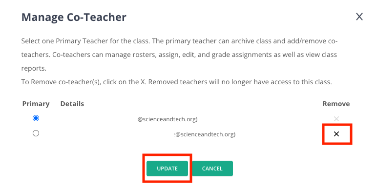 Adding and Removing Co-Teachers to Classes – Denver School of Science & Technology