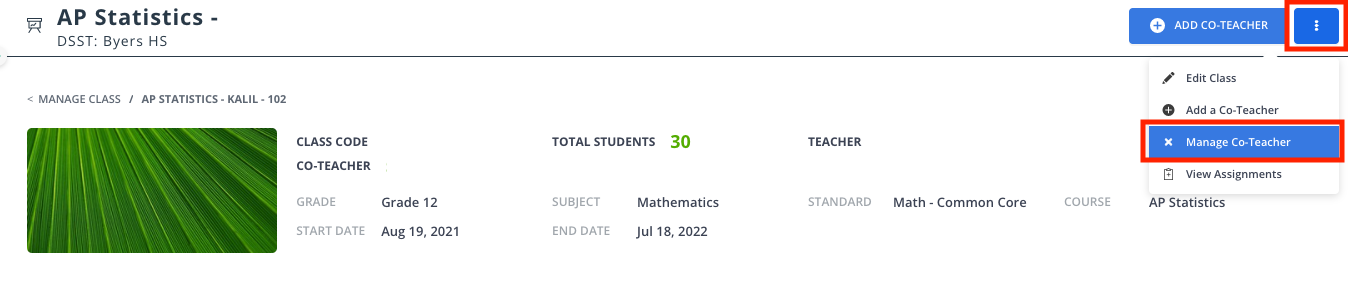 Adding and Removing Co-Teachers to Classes – Denver School of Science & Technology