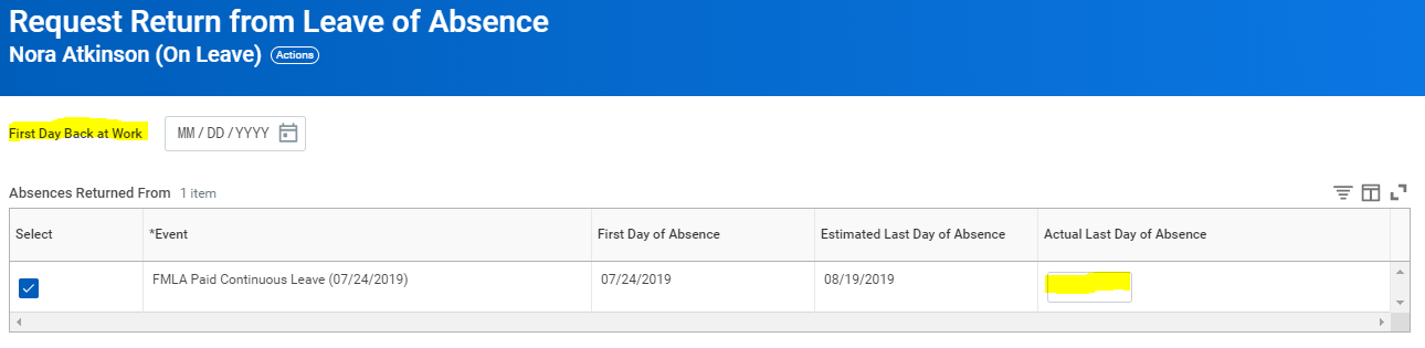 Request Return from Leave – Denver School of Science & Technology